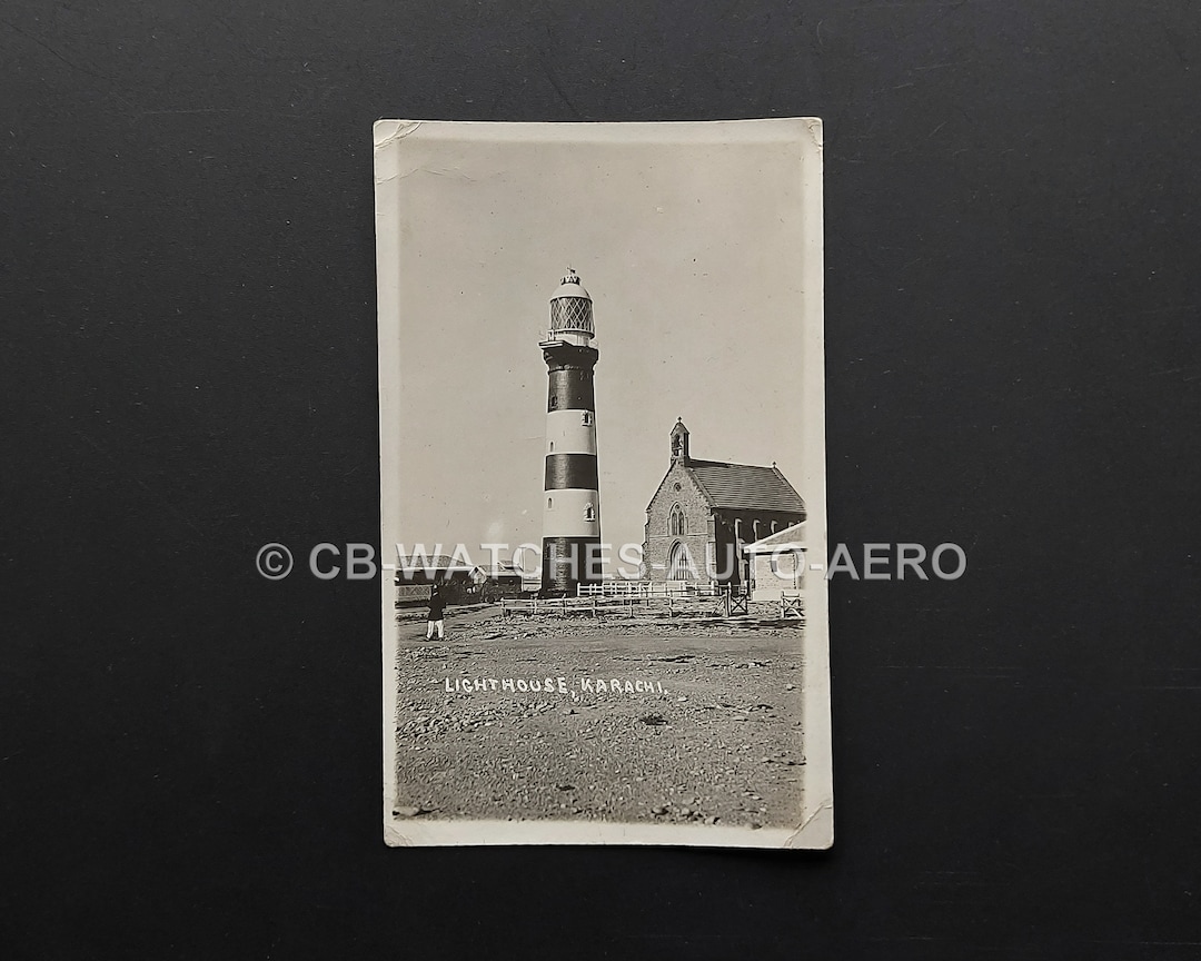 Antique Manora Point Lighthouse, Karachi Real Photo Postcard – Pakistan ...