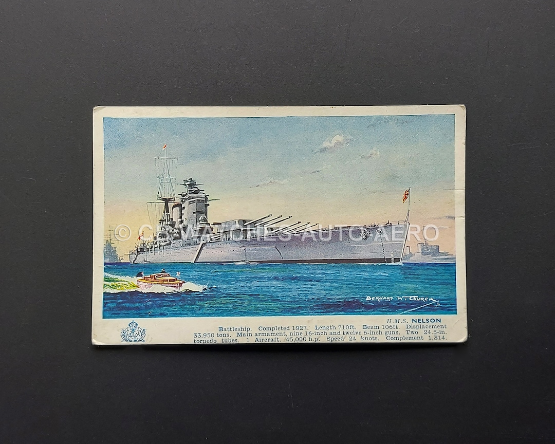Vintage WW2 Period 'HMS Nelson' Royal Navy Battleship Postcard FREE UK ...