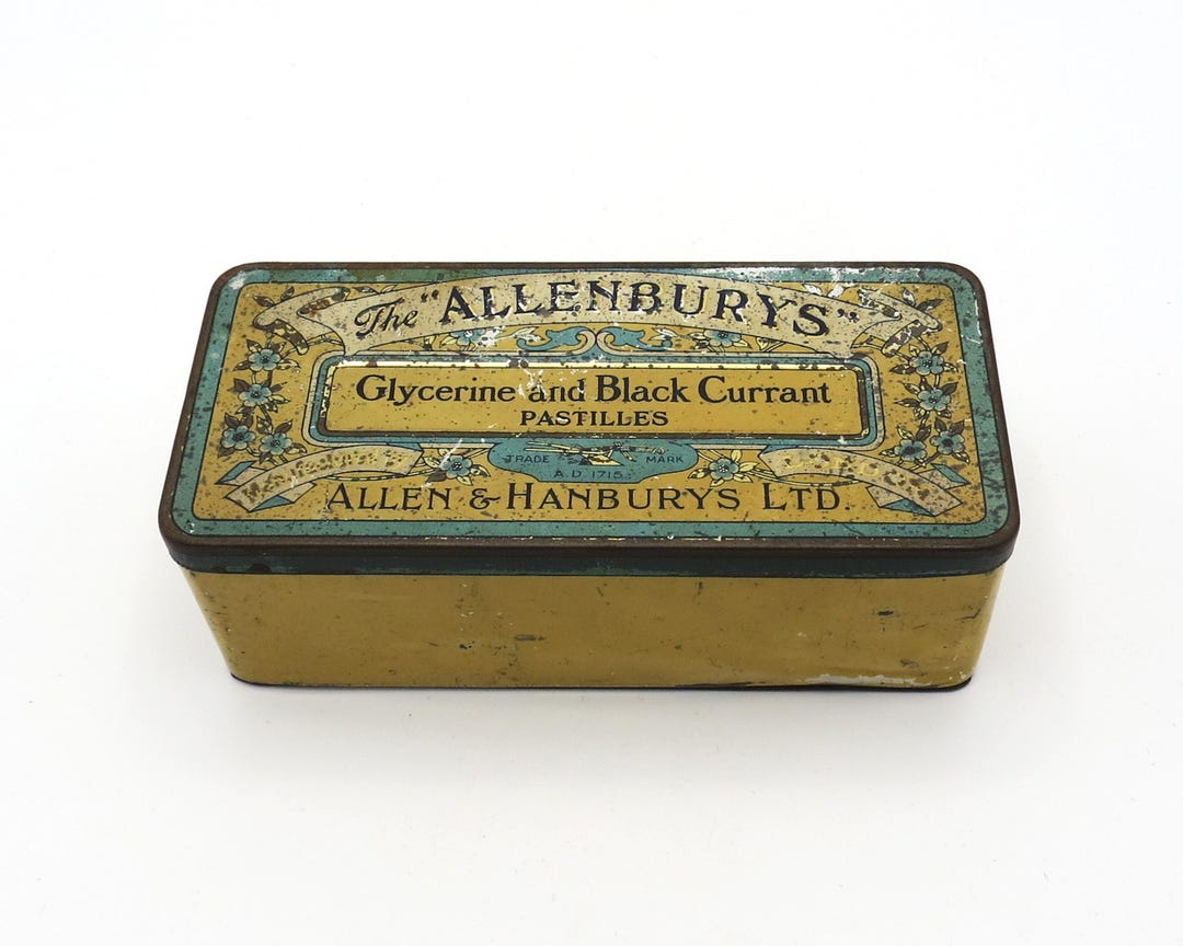 Antique 6.5" 'the Allenburys' Glycerine & Black-currant Pastilles Tin ...