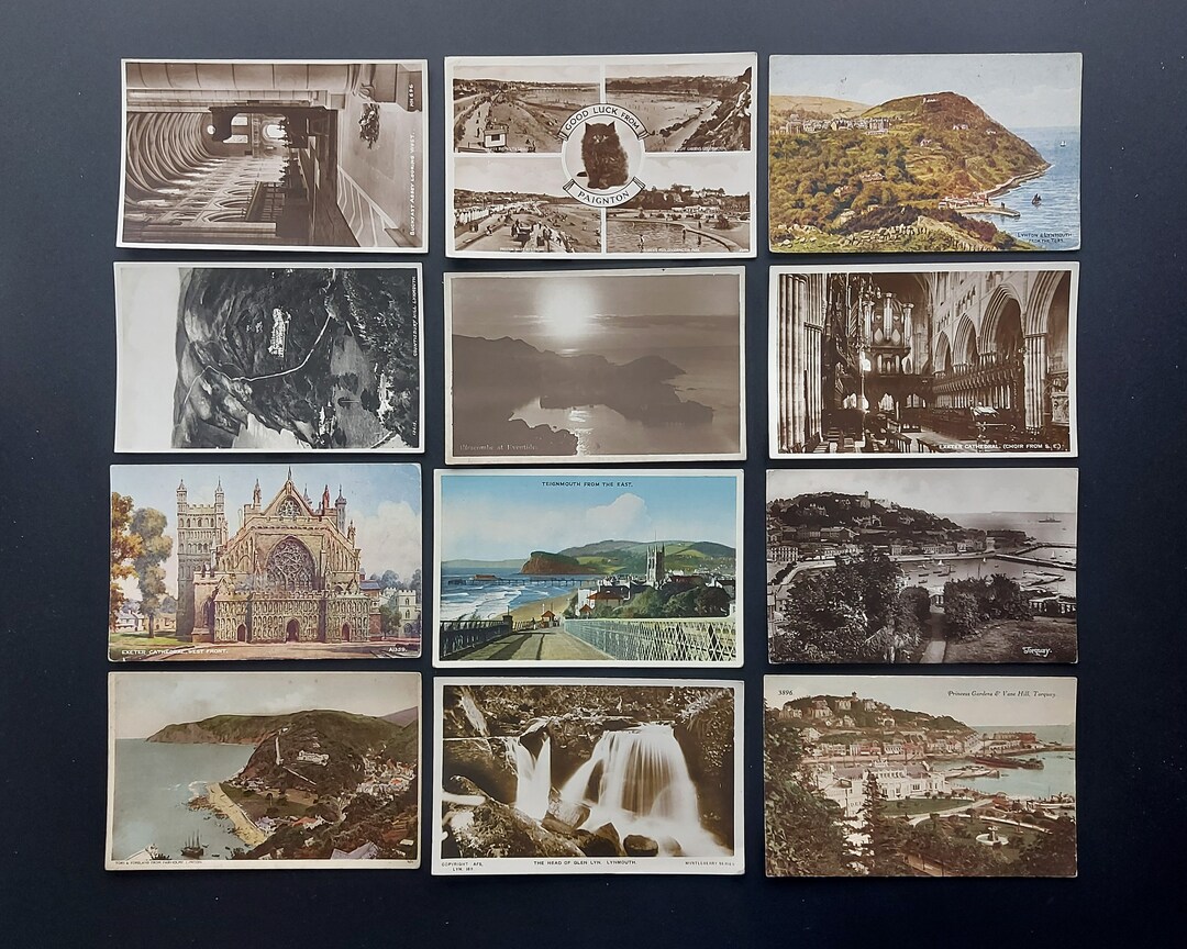 Collection of 12 Genuine Antique & Vintage Postcards of Devon, England ...
