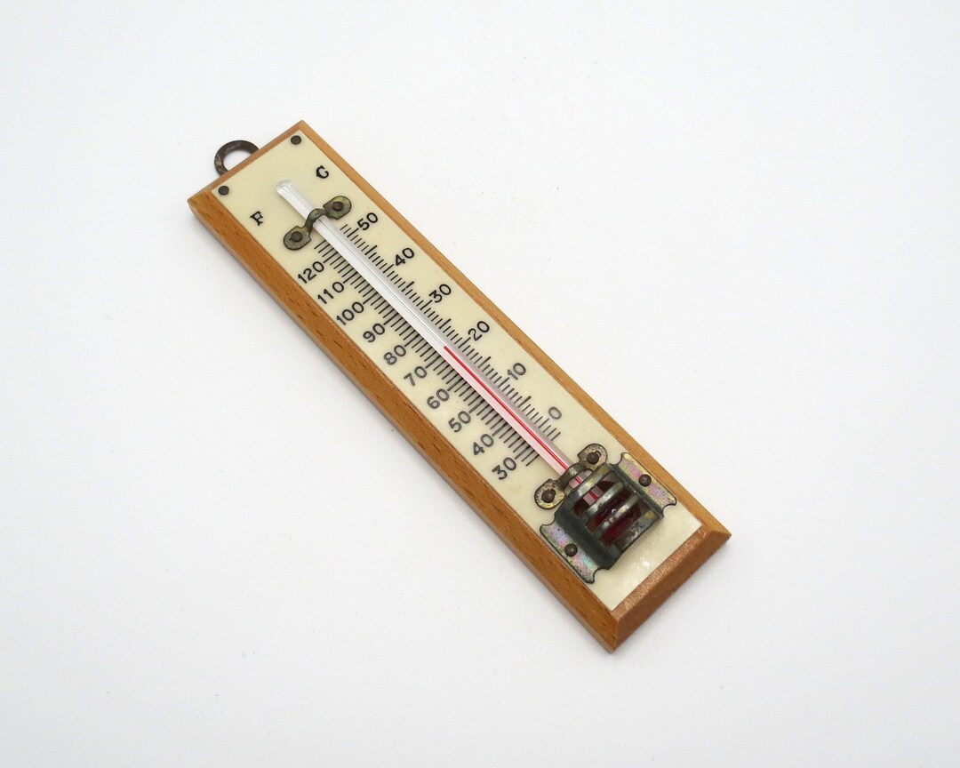 Vintage Wooden Wall-mounted Room Thermometer Fahrenheit & Celsius VGC ...