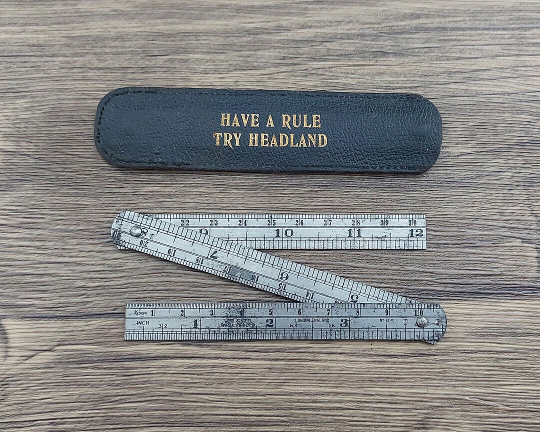 Vintage 12 Advertising Folding Steel Pocket Rule in Leather Pouch ...