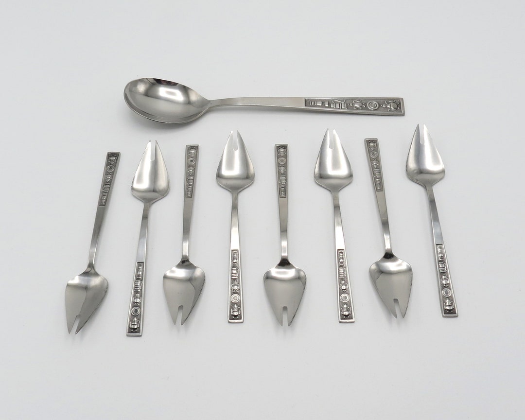 Vintage Mid Century 9 Piece Stainless Steel Desert/buffet Splayd ...