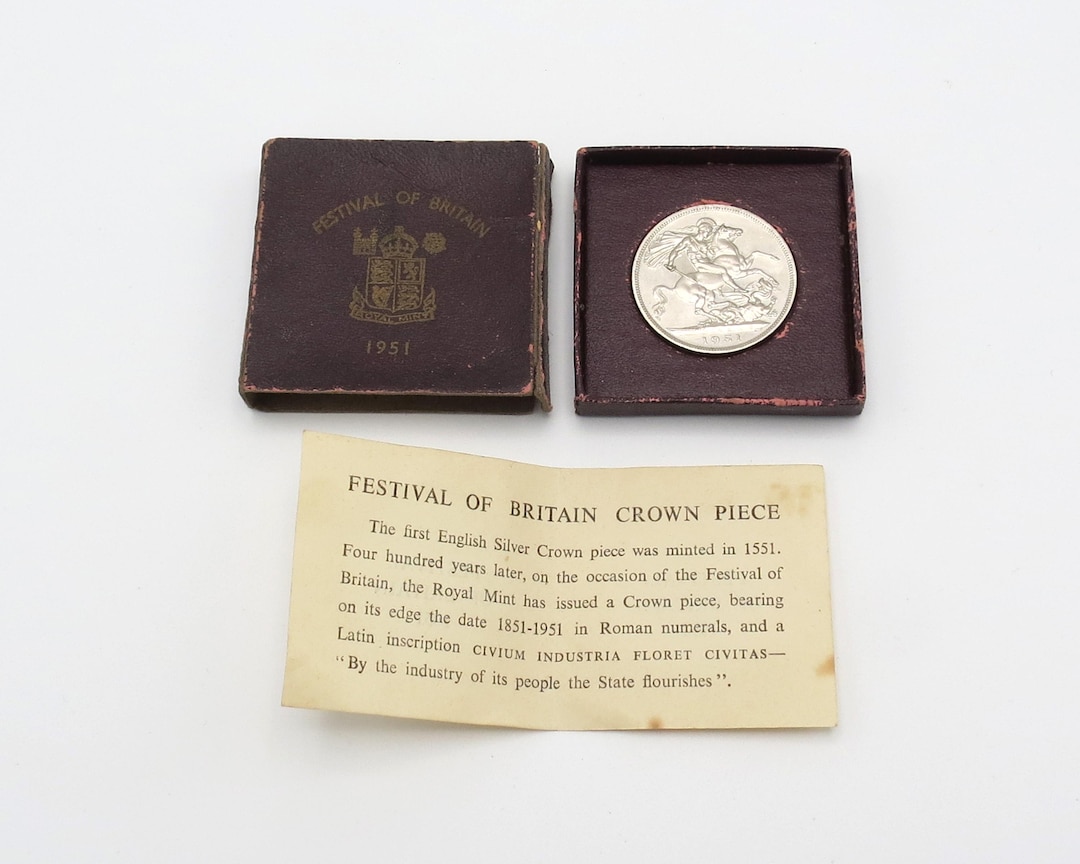 1951 Vintage Festival of Britain Crown Piece in Original Box - FREE UK ...