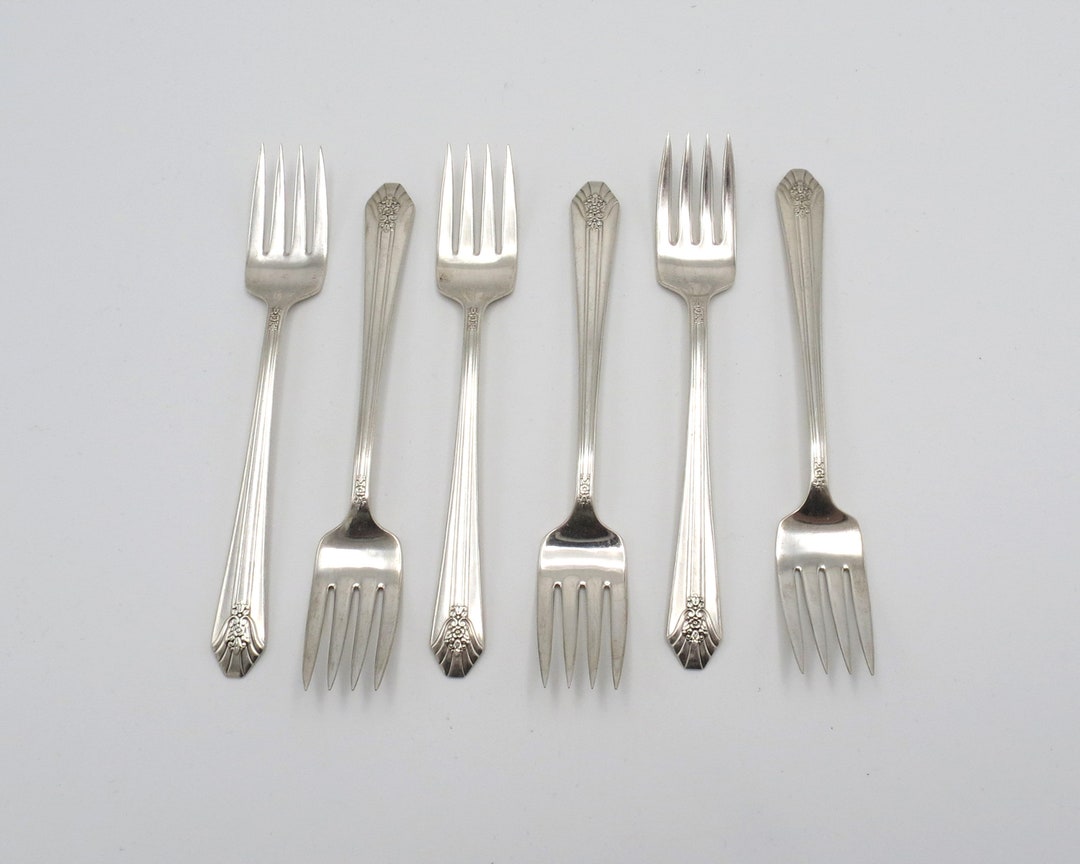Set of 6 Quality Vintage Wm Rodgers 'imperial' Pattern Art Deco Silver ...