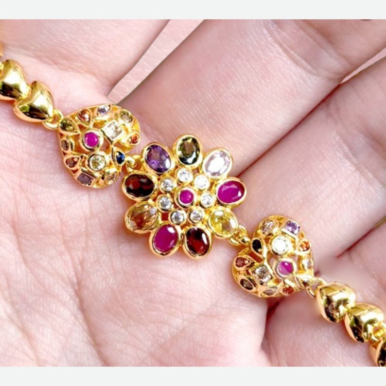 18K Yellow Gold Bracelet Gold Plated With Flower Shape Artificial ...