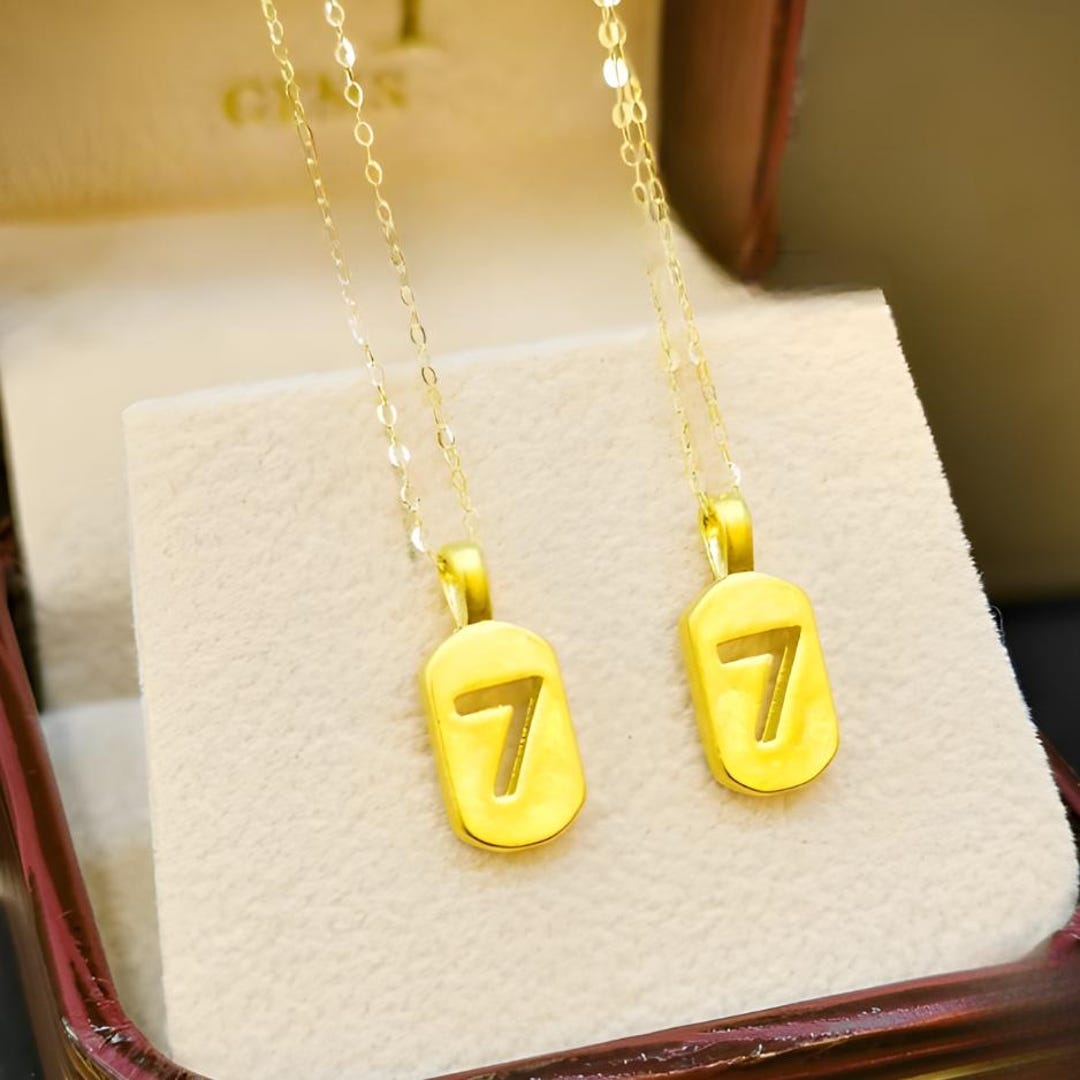 Dainty Minimalist Lucky Number Seven Necklace | 24K Gold Plated 925 ...