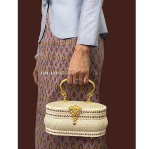 Yan Lipao Basketry Handbag: Thai Wickerwork With Gold Handle - Etsy