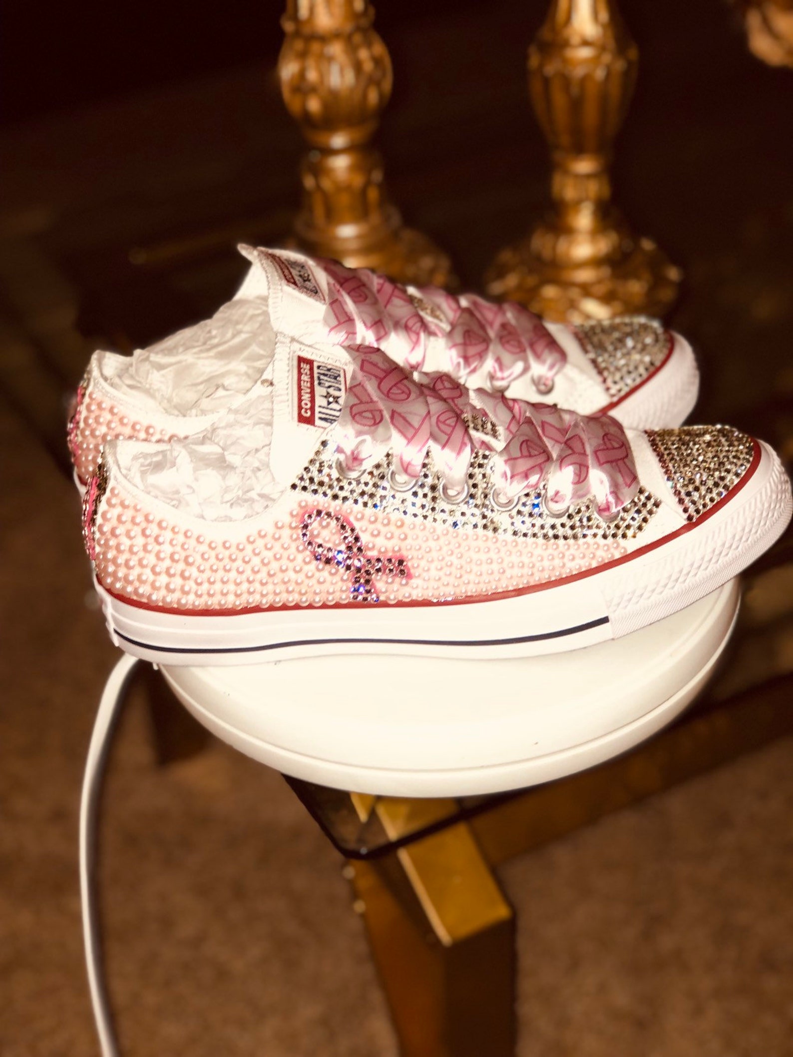 Breast Cancer Awareness Bling Converse - Etsy