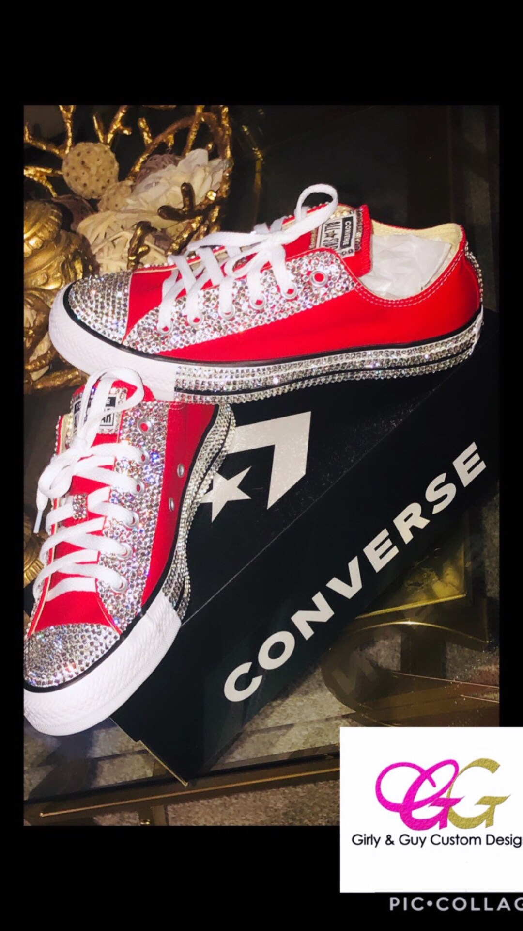 Red Custom Bling Converse - Etsy