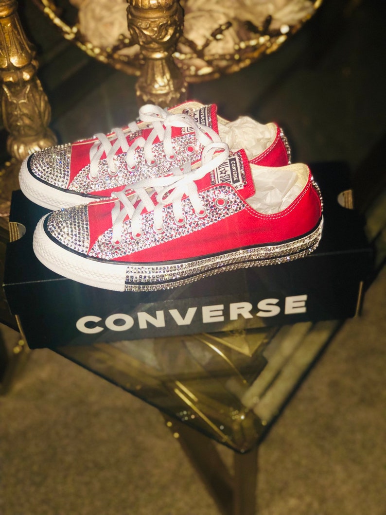 Red Custom Bling Converse | Etsy