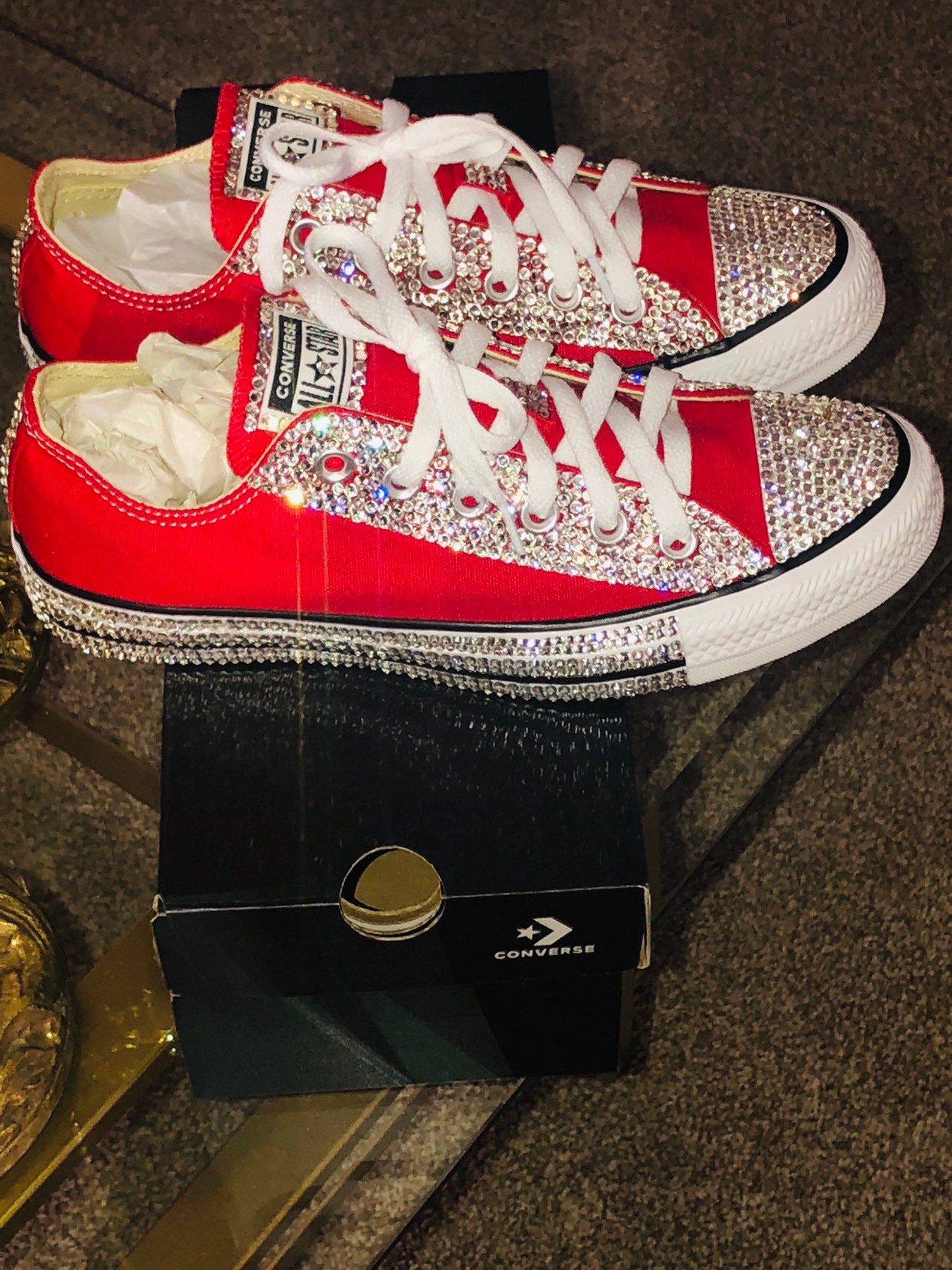 Red Custom Bling Converse | Etsy