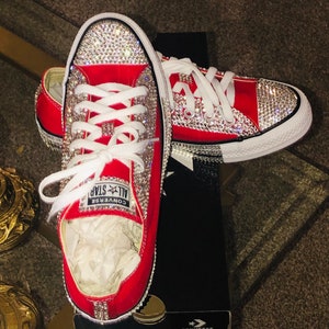 Red Custom Bling Converse - Etsy