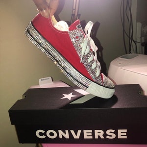 Red Custom Bling Converse - Etsy