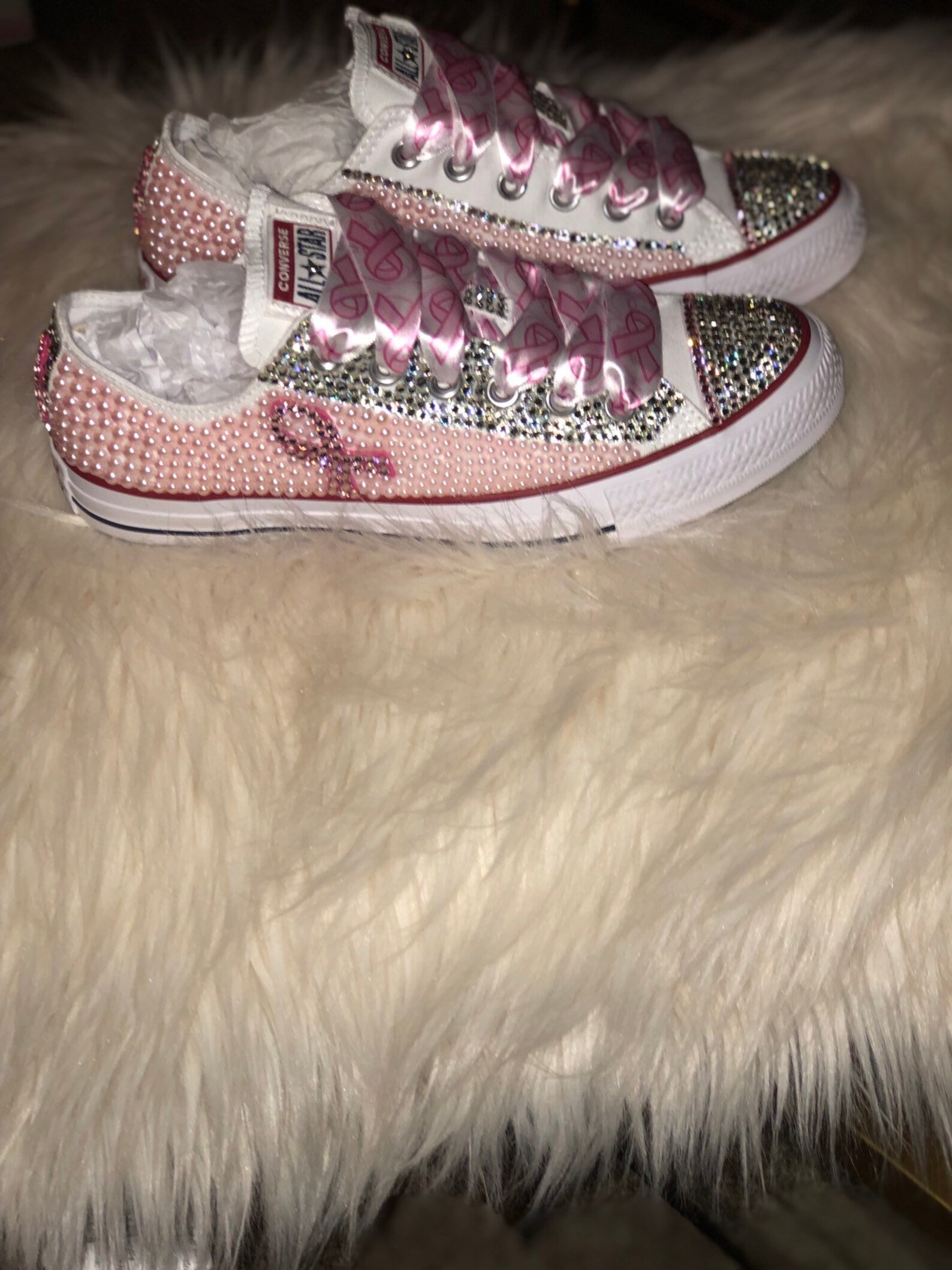 Breast Cancer Awareness Bling Converse - Etsy