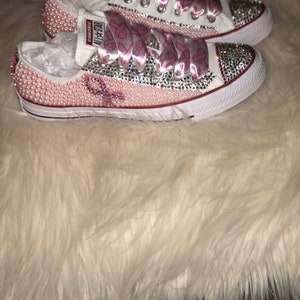 Breast Cancer Awareness Bling Converse - Etsy