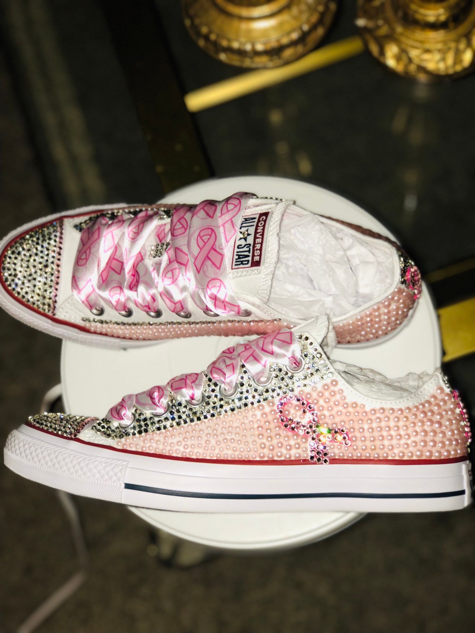 Breast Cancer Awareness Bling Converse | Etsy