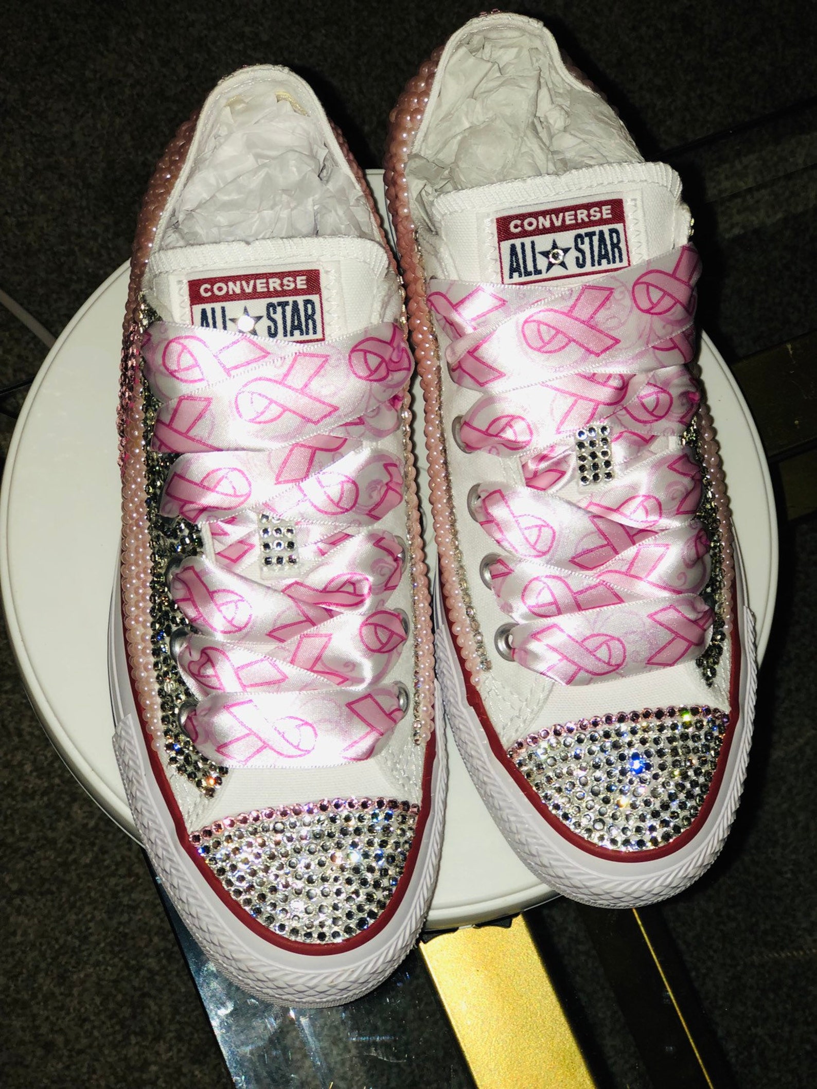 Breast Cancer Awareness Bling Converse - Etsy