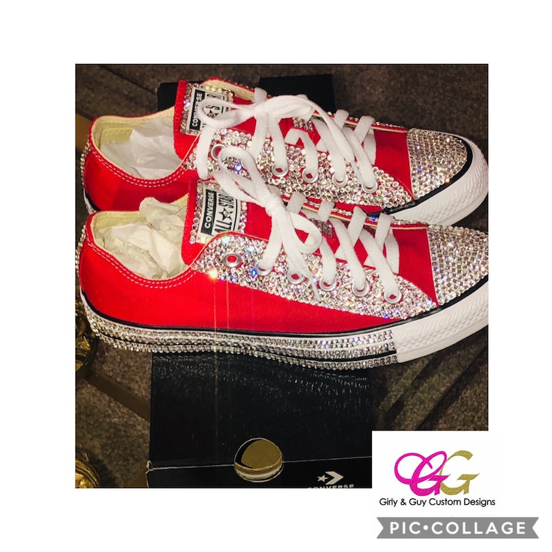 Red Custom Bling Converse - Etsy