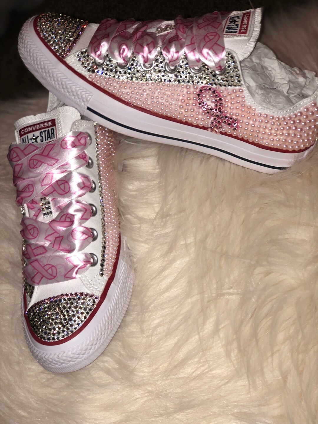 Breast Cancer Awareness Bling Converse - Etsy