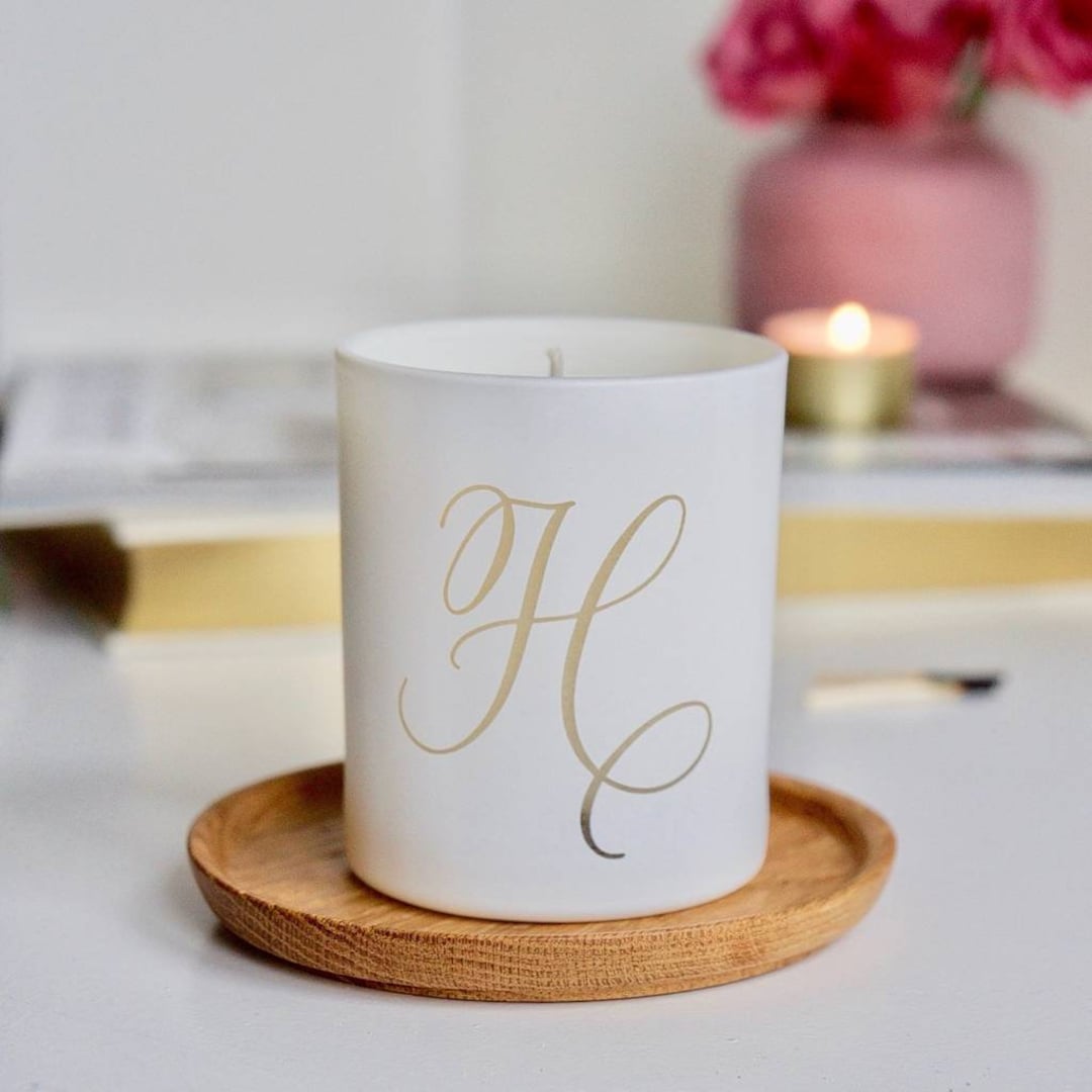 Calligraphy Initial Engraved Scented Candle - Etsy