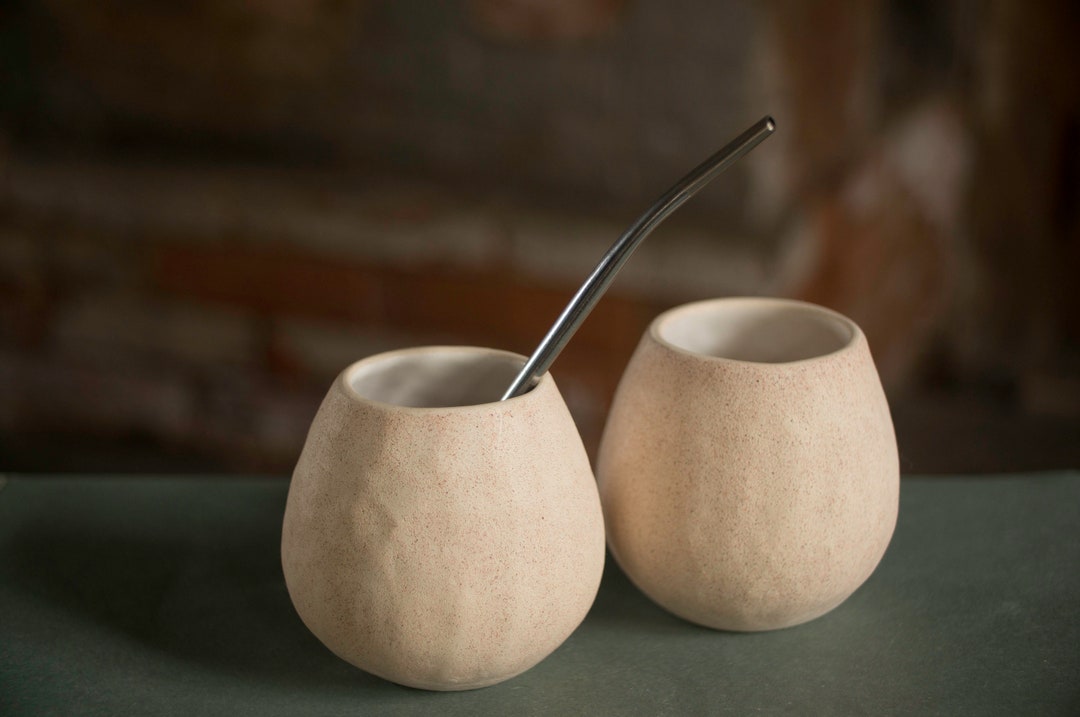 Handmade Ceramic White Yerba Mate Cup Gourd Calabaza Calabash 350ml - Etsy