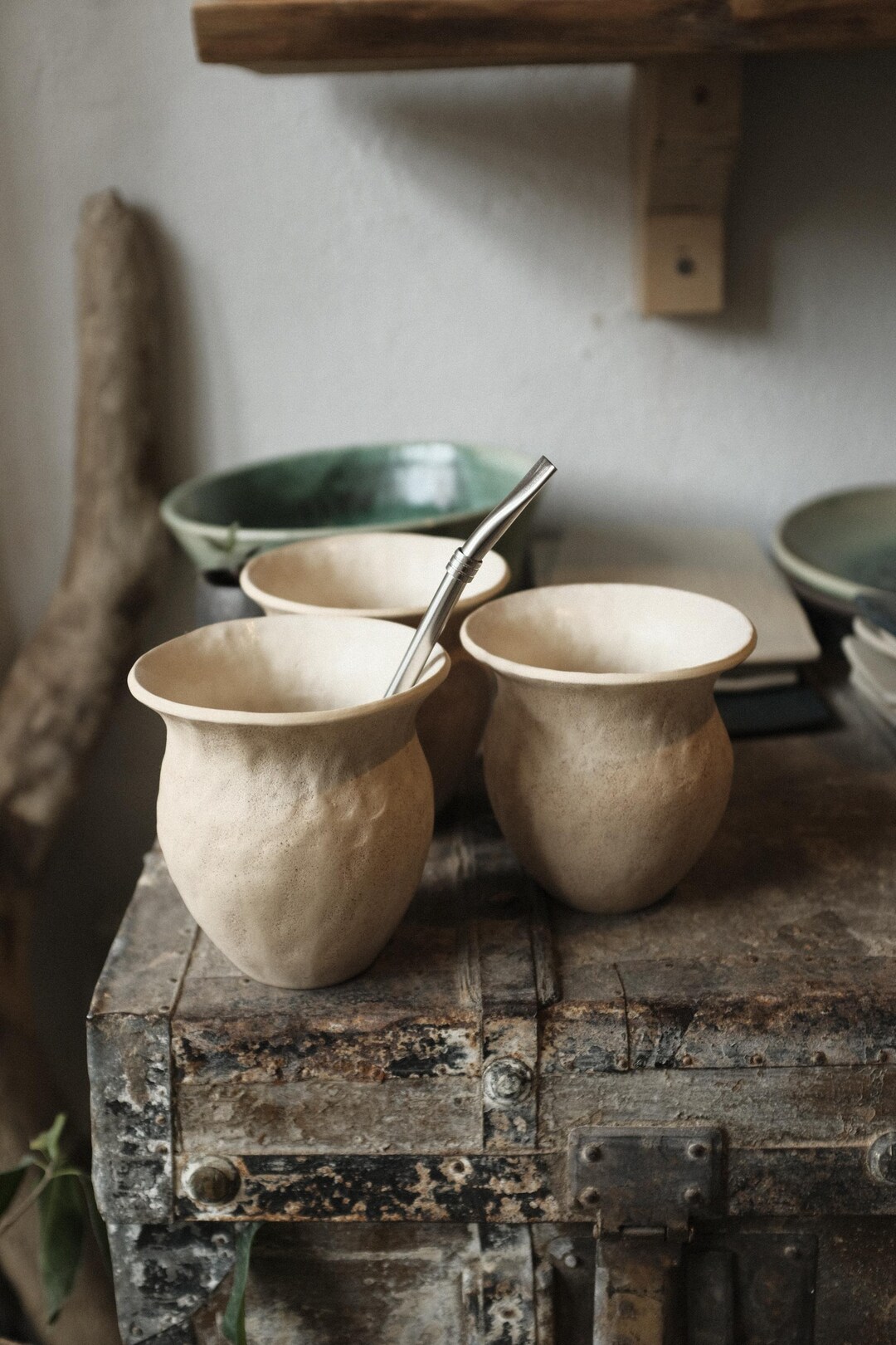 Handmade Ceramic Erva Mate Cup Gourd Chimarrao Cuia With White Glaze ...