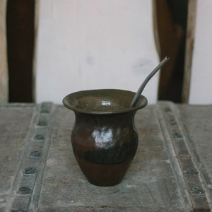 Handmade Ceramic Erva Mate Chimarrao Cup Gourd Cuia Calabash With Gray ...