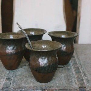 Handmade Ceramic Erva Mate Chimarrao Cup Gourd Cuia Calabash With Gray ...