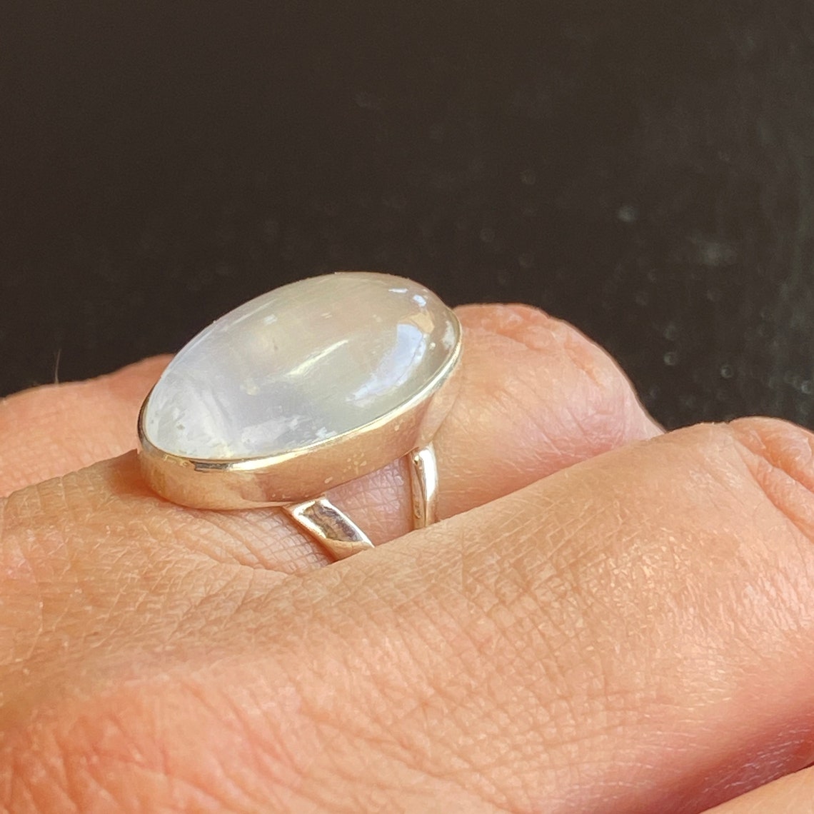 Selenite Ring White Oval Shape Selenite Ring Handmade | Etsy