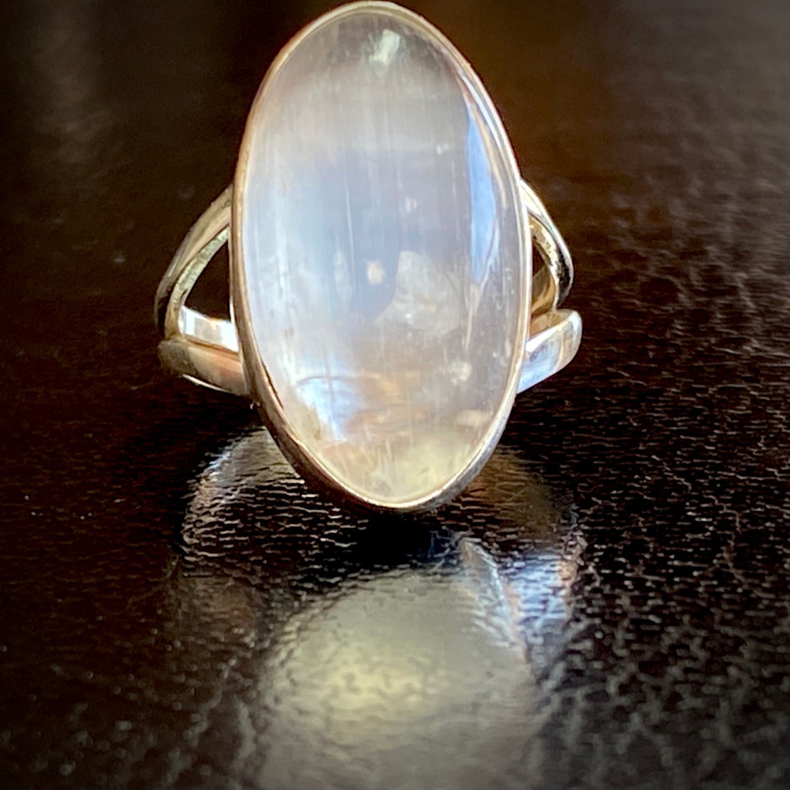 Selenite Ring White Oval Shape Selenite Ring Handmade | Etsy