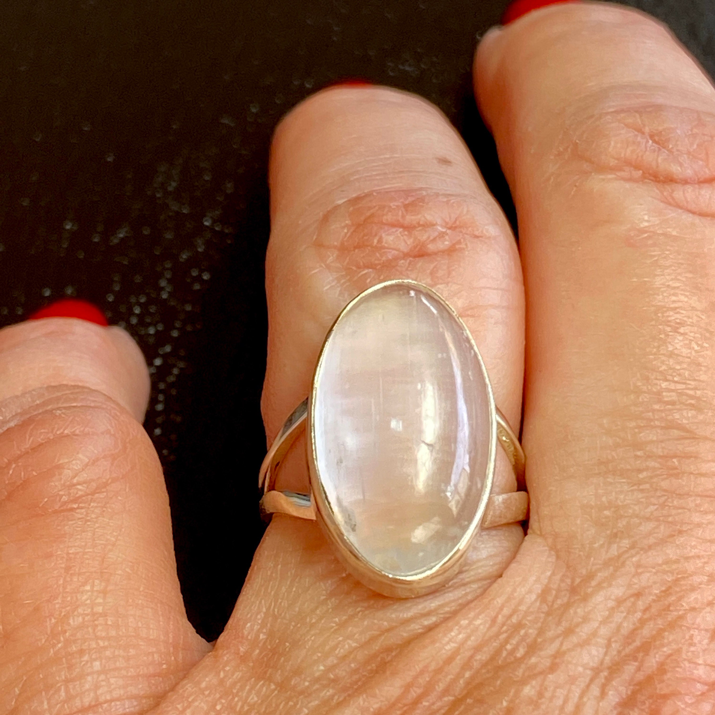 Selenite Ring White Oval Shape Selenite Ring Handmade | Etsy