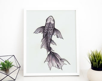 Koi fish print | Etsy