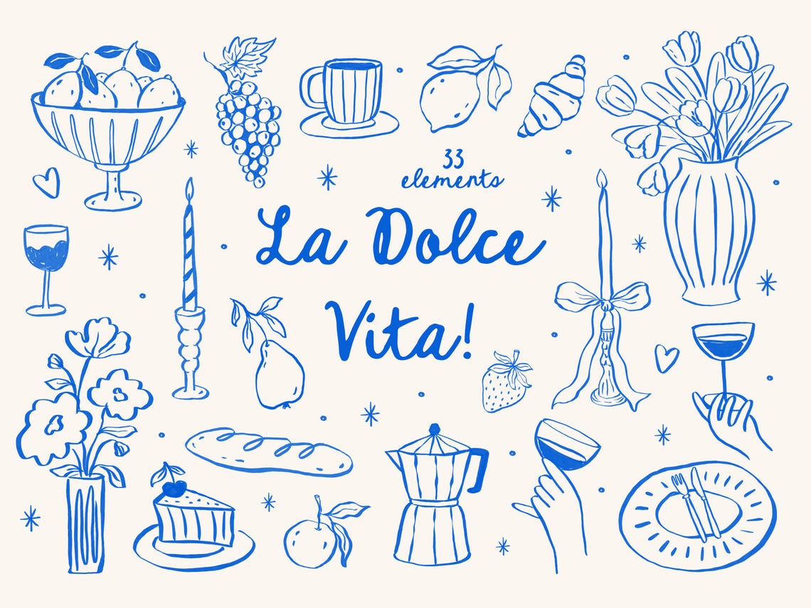 La Dolce Vita Italian Line Art - Etsy
