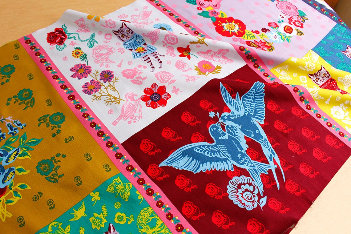 Nathalie Lete Cut Cloth Fabric Panel Cat - Etsy
