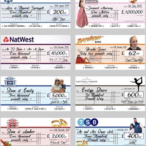 Personalised Giant Cheque Birthday Gift of Money Charity Presentation ...