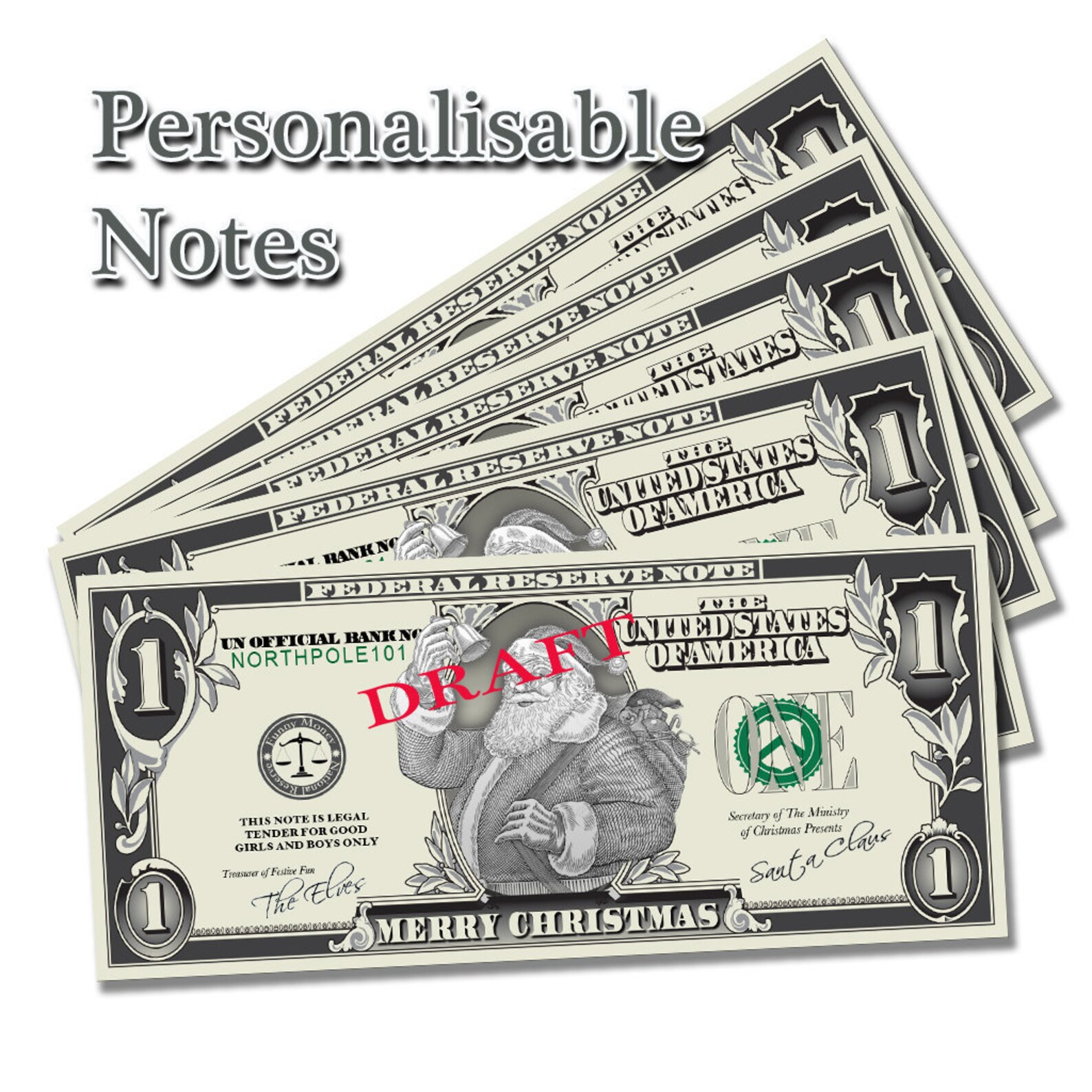 Personalised Santa One Dollar Bills Money Christmas Stocking - Etsy