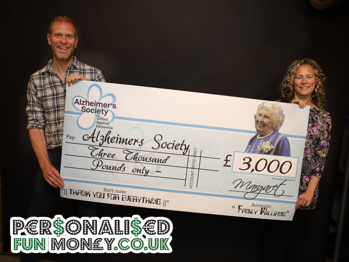 Personalised Giant Cheque Birthday Gift of Money Charity Presentation ...