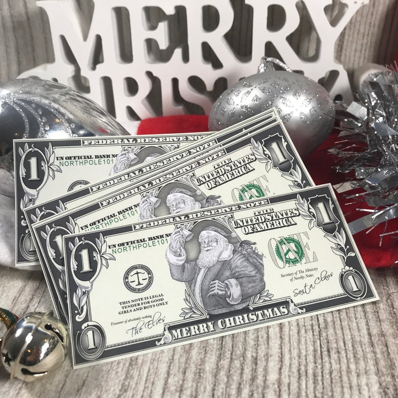 Personalised Santa One Dollar Bills Money Christmas Stocking Filler ...