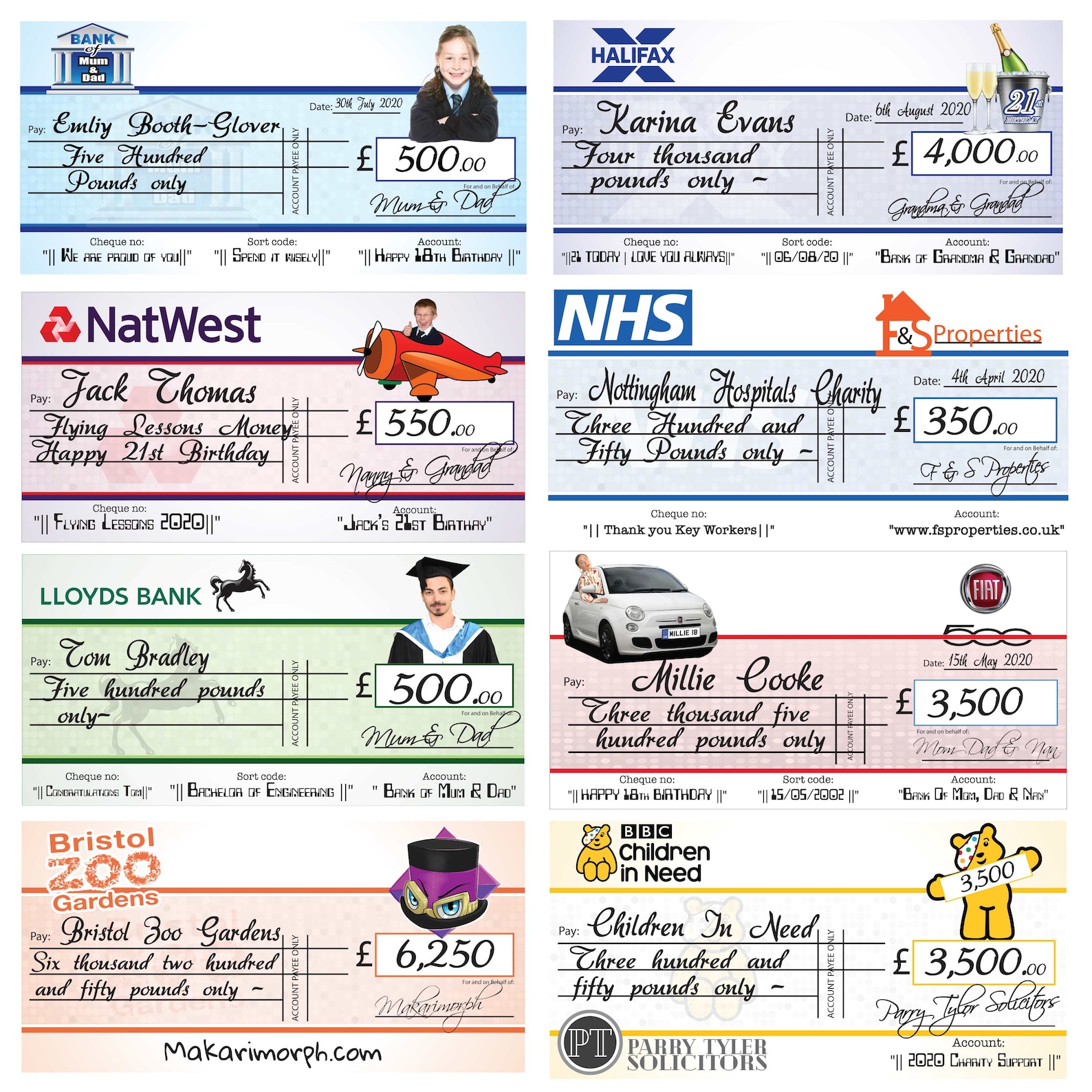 Personalised Giant Cheque Birthday Gift of Money Charity - Etsy