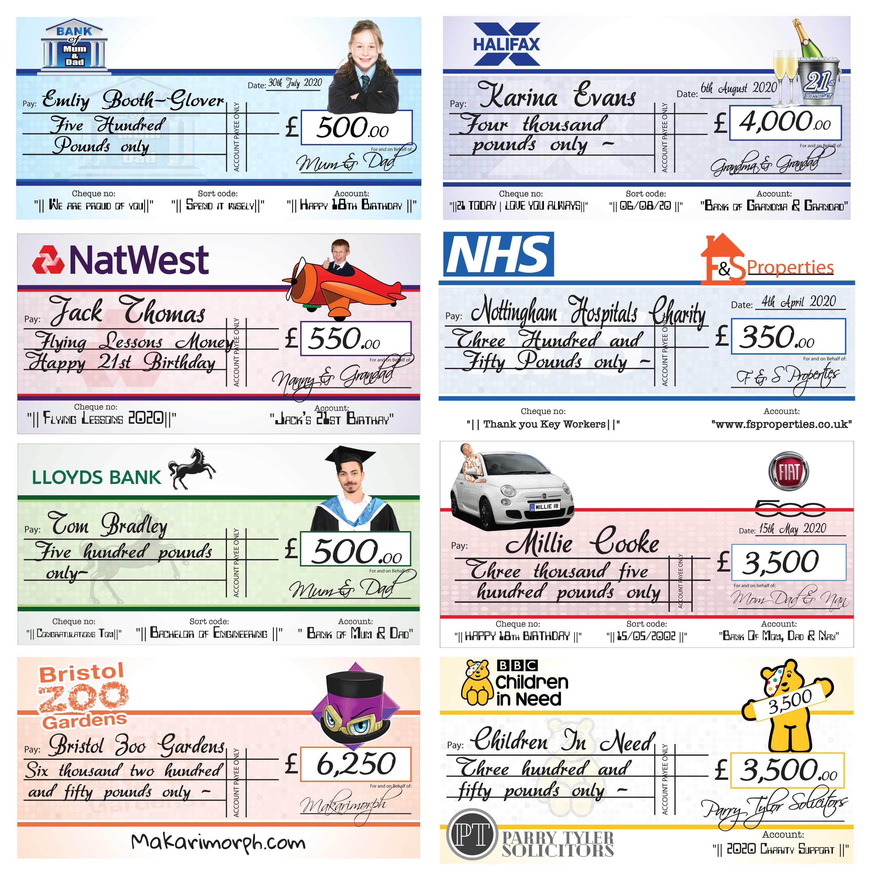 Personalised Giant Cheque Birthday Gift of Money Charity - Etsy UK