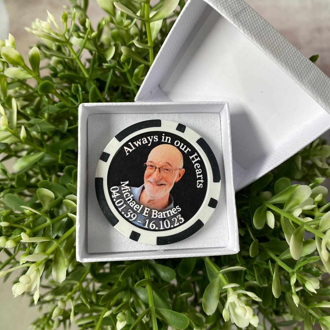 Memorial Poker Chip Personalised Remembrance Keepsake Casino Funeral ...