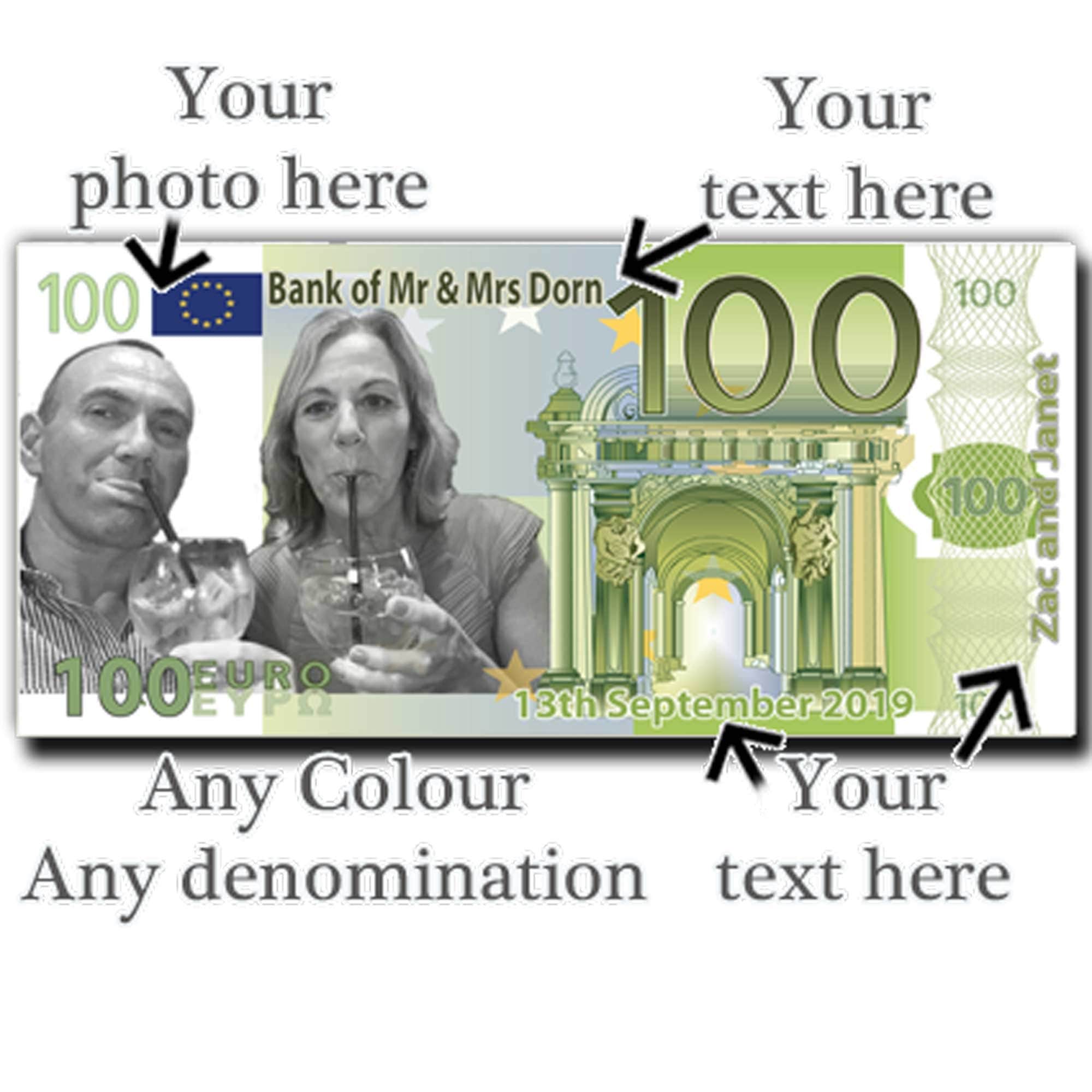 Personalised Euros Fun Funny Money Euro Bank Notes 50th 18th | Etsy