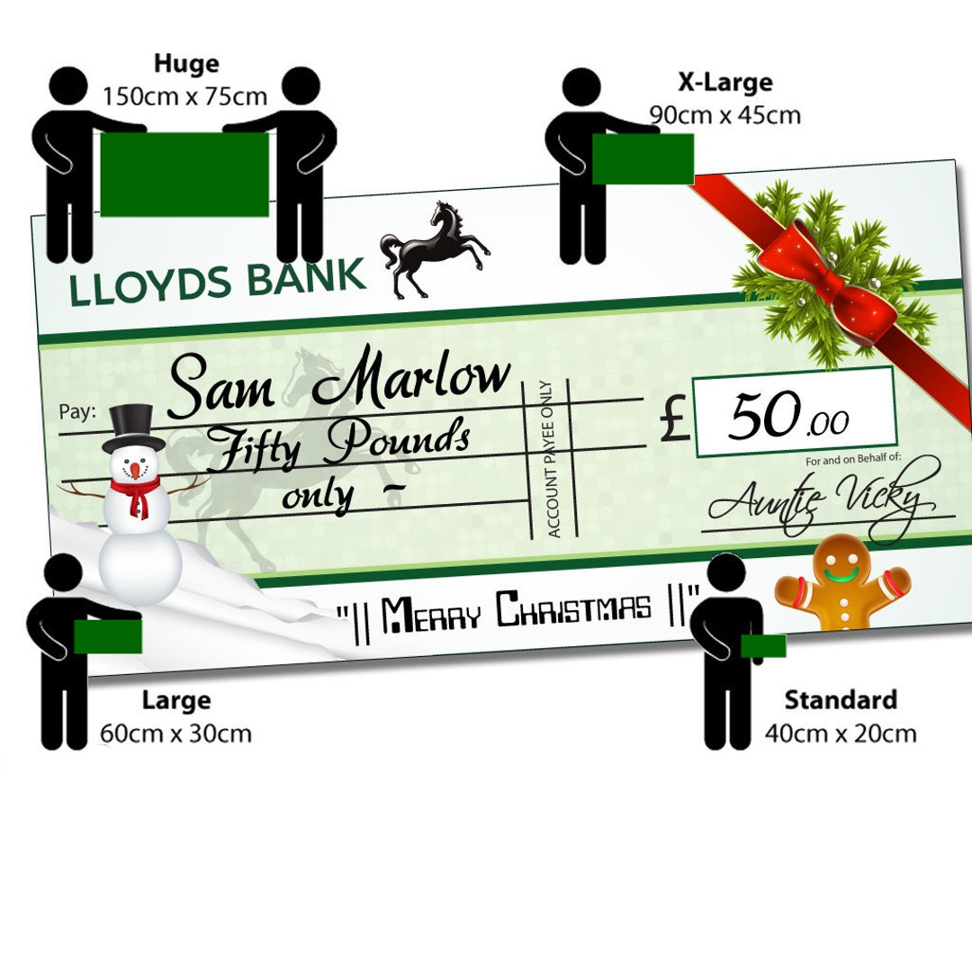 Personalised Giant Christmas Cheque Gift of Money Money - Etsy UK
