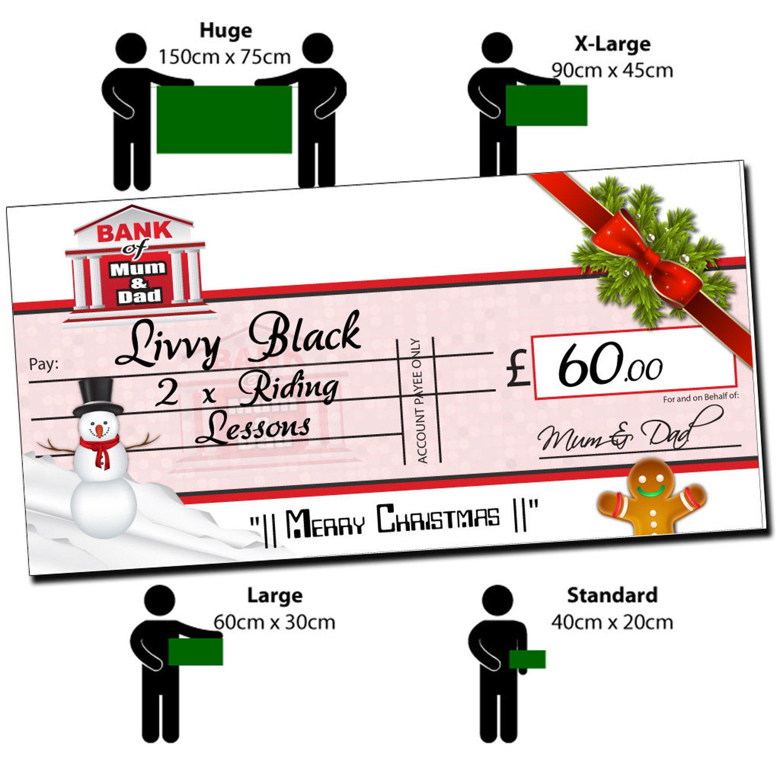 Personalised Giant Christmas Cheque Gift of Money Money | Etsy
