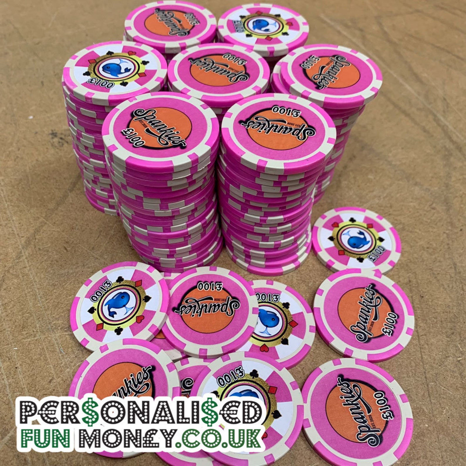 150 X Personalised Poker Chips - Blackjack Chip - Poker Gift Made in UK ...