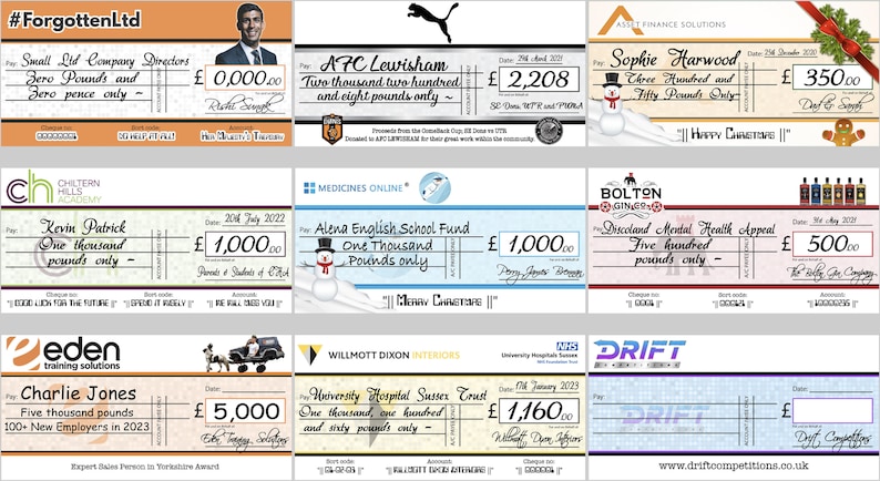 Personalised Giant Cheque Birthday Gift of Money Charity Presentation ...