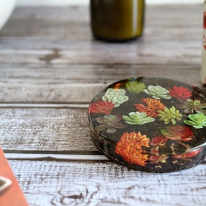 Succulent Garden Coaster Handmade With Resin and Real Soil - Etsy