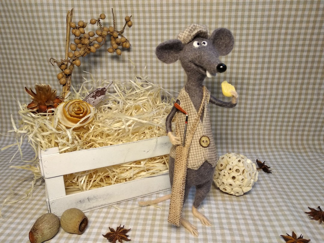 Needle Felted Rat Doll, Handmade Wool Collectible Figurine - Etsy