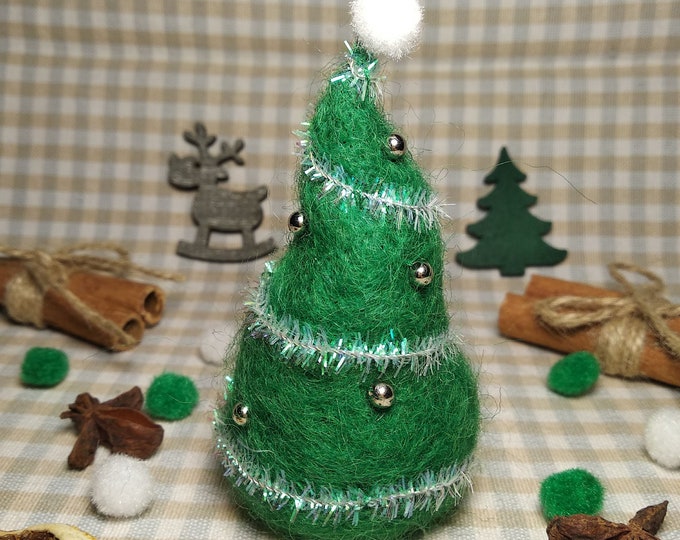 Wool Felt Christmas Tree Ornaments, Felted Christmas Trees, Christmas ...